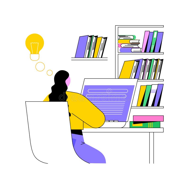 Study in a Library Isolated Cartoon Vector Illustrations. Stock Vector ...