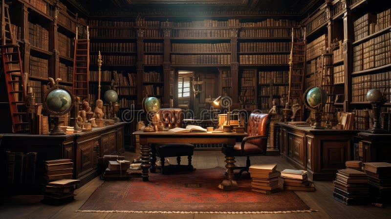 Study library office stock illustration. Illustration of archives ...