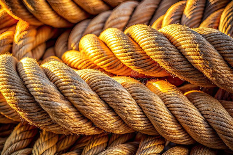 A Study in Light and Shadow CloseUp of Twisted Beige Rope Illuminated ...