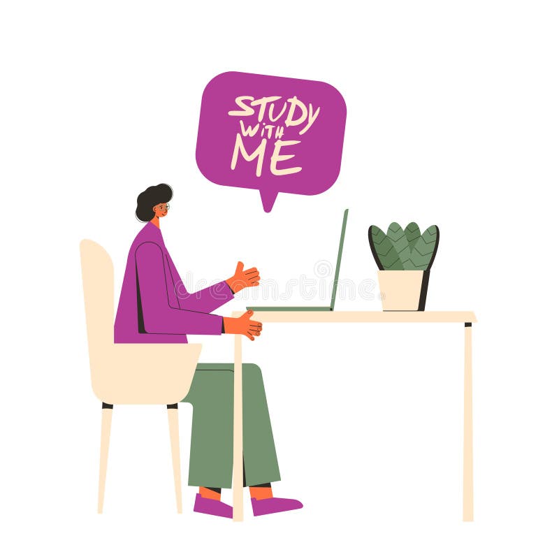 Study with me. Study buddy stock vector. Illustration of learning ...