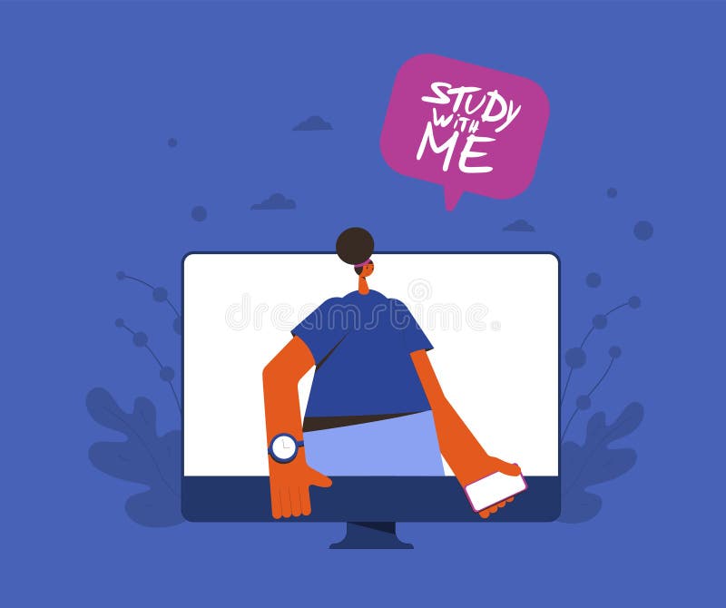 Study with me. Study buddy stock vector. Illustration of computer ...