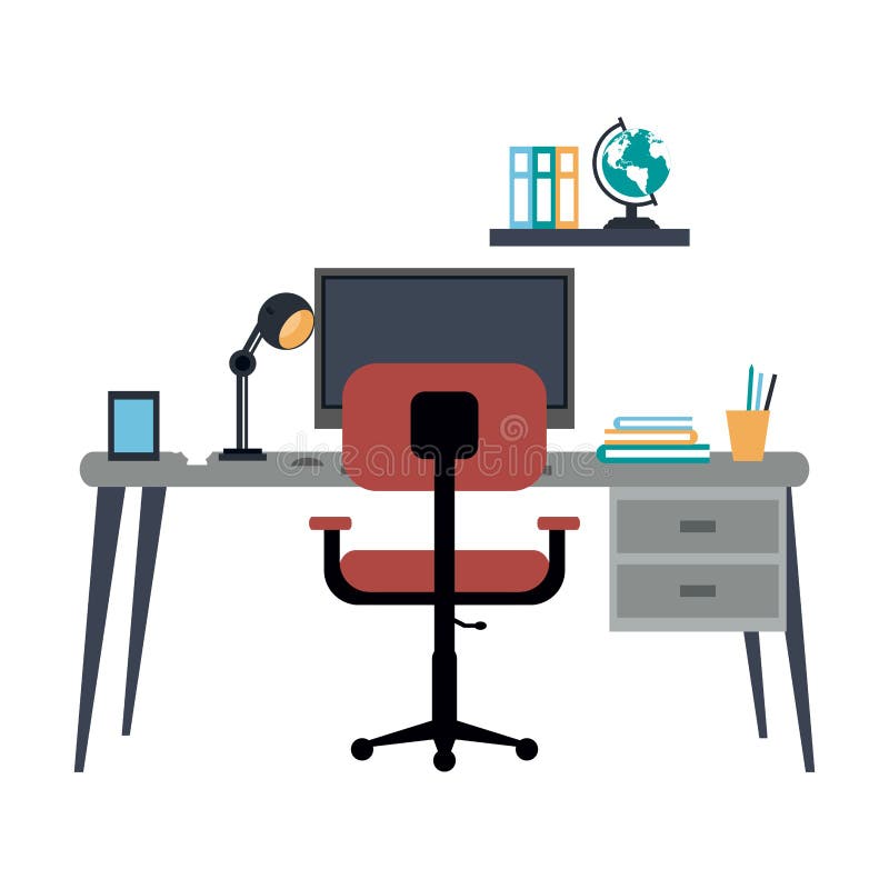 Study office room stock vector. Illustration of indoors - 136880840