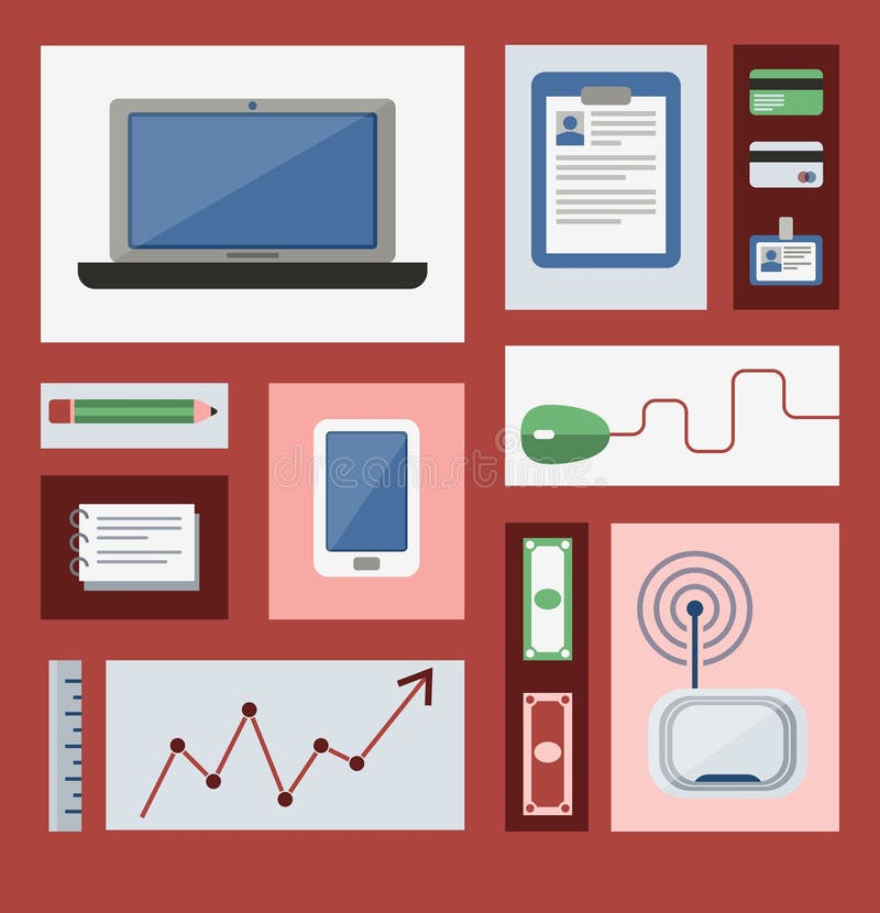 Study, Office Working and Freelance Icons Set. Stock Vector ...