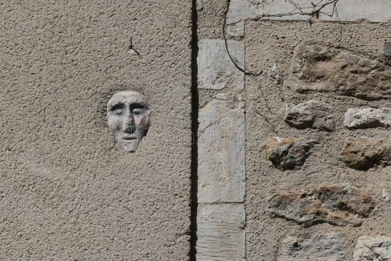 Study of Old Exterior Brick Wall with Impolanted Mask Stock Image ...