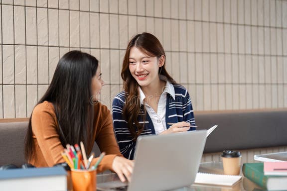 Study Partnership and Connectedness. Friends Working Together, Sharing ...