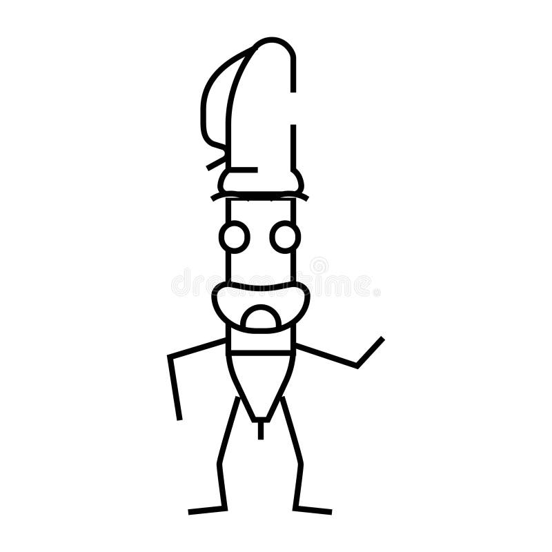 Study Pen Character Line Icon Vector Illustration Stock Vector ...