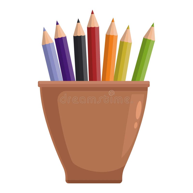 Study Pencil Stand Icon Cartoon Vector. Stationery Creative Stock ...