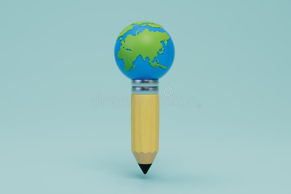 Study of the Planet. Pencil with a Planet on the Tip on a Blue ...