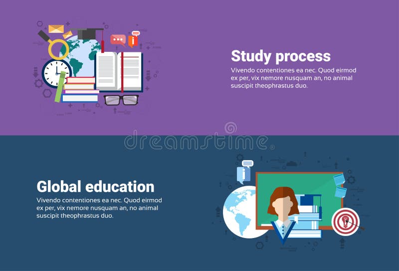 Study Process, Global School University Education Web Banner Stock ...