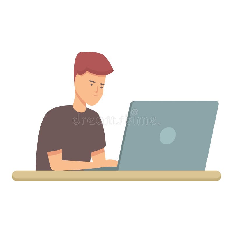 Study Programming Icon Cartoon Vector. Computer Class Stock Vector ...