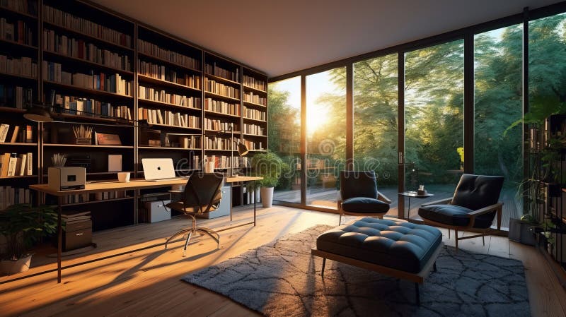 The Study Room of a Beautiful Bright Modern Style House. AI Generated ...