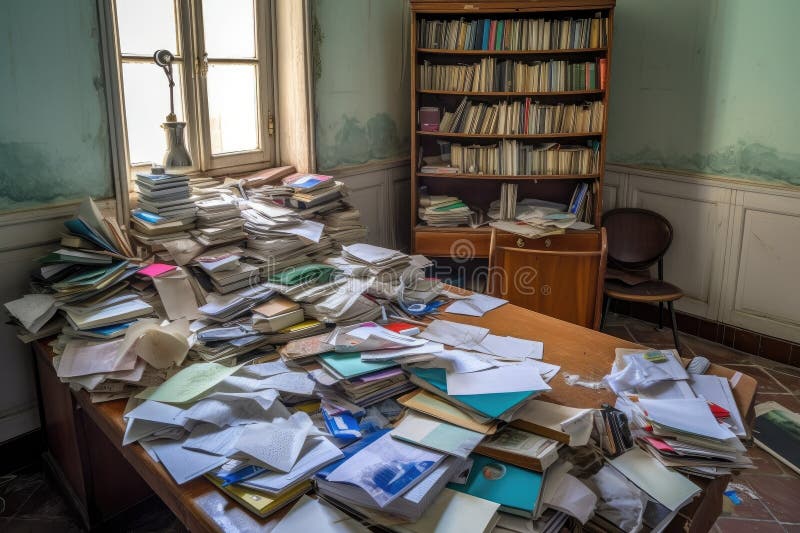 A Study Room Filled with Books, Notebooks and Writing Utensils Stock ...