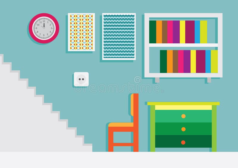 Study Room. Vector Illustration Decorative Design Stock Illustration ...