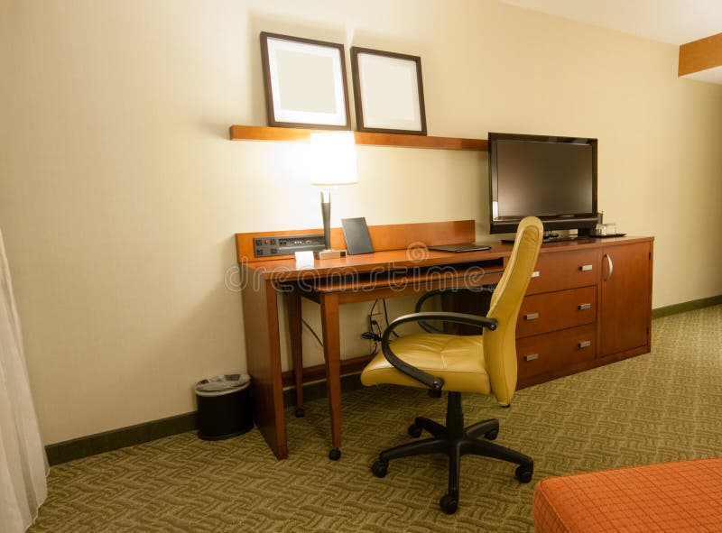 Study Room with Writing Desk Terminal Board and Lcd Tv Set Stock Image ...