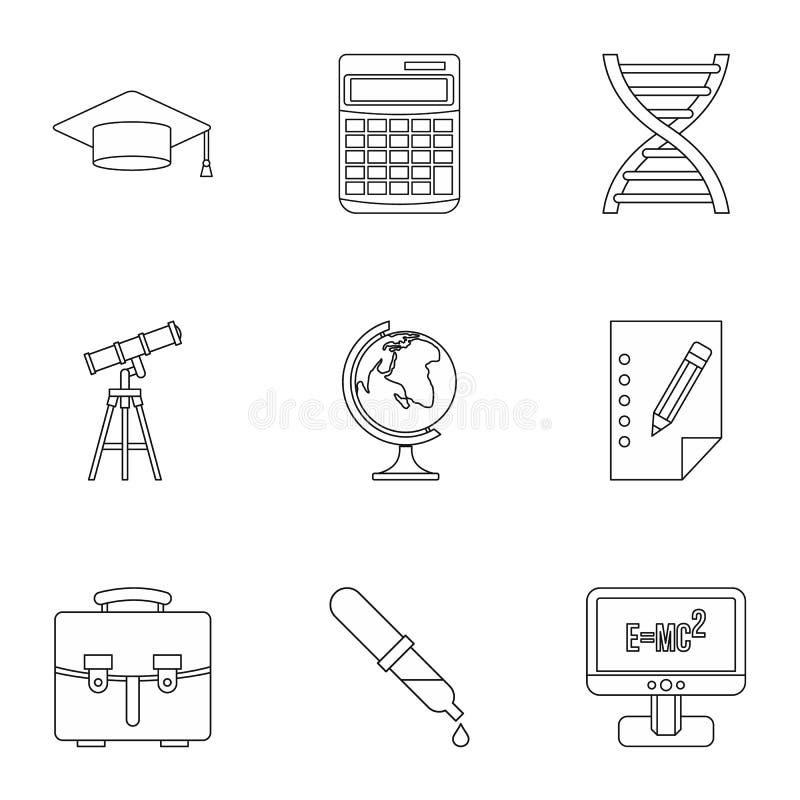 Study of Science Icons Set, Outline Style Stock Vector - Illustration ...