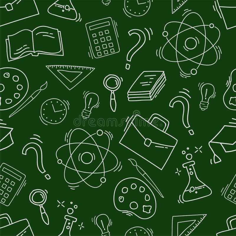 Study Seamless Pattern with School Accessories Stock Vector ...