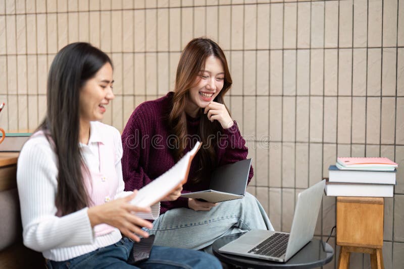 Study Session and Friendship. Friends Collaborating on Schoolwork ...