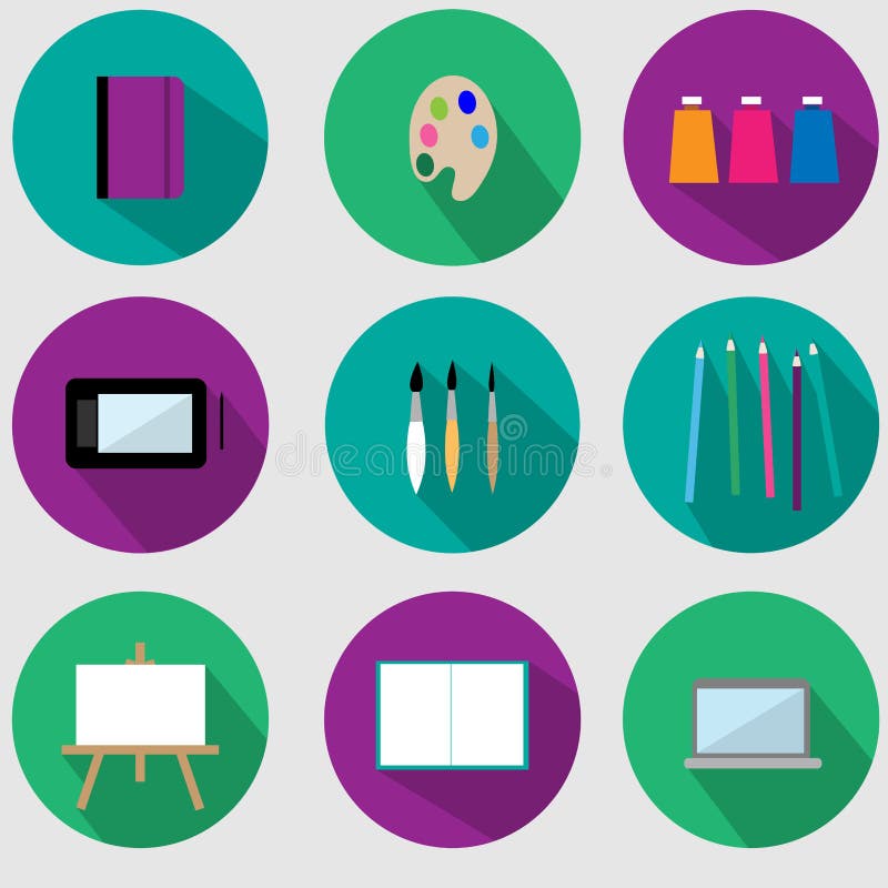 Study set stock vector. Illustration of study, artist - 78187396