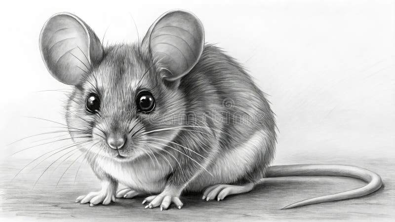 A Study in Simplicity Black and White Mouse Sketch Demonstrating the ...