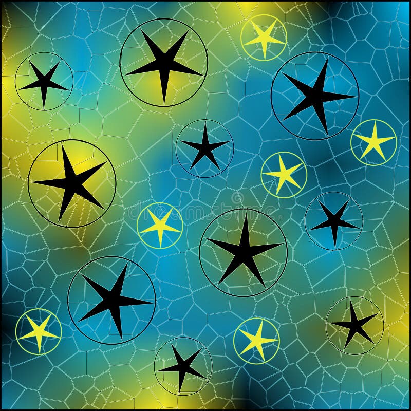Study in Stars, Voronoi Pattern and Mesh Gradient Stock Illustration ...