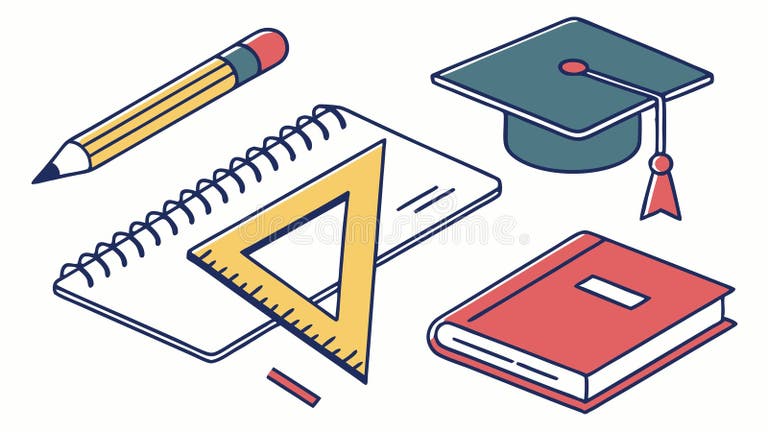 Study Success. Notepad, Ruler, Cap, Academic Progress, Vector Design ...