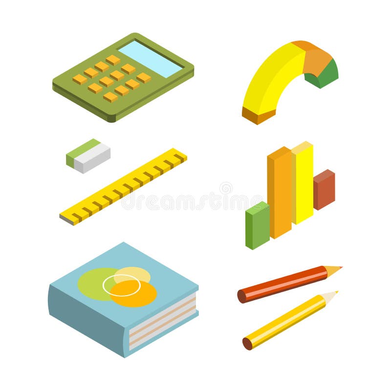 Study Supplies and Equipment for Education with Calculator, Chart, Book ...