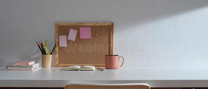 Study Table with Copy Space, Stationery, Memory Board and School ...