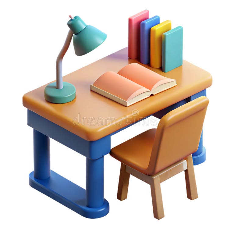 Study Table 3D Icon for Learning and Productivity in High-Quality ...