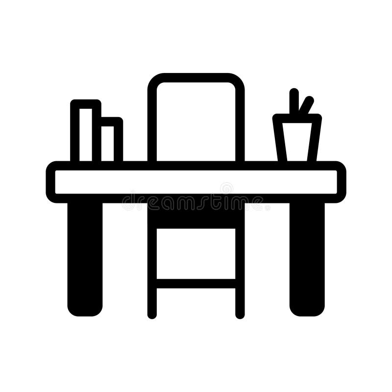 Study Table Icon Creatively Designed in Line Style Stock Illustration - Illustration of ...