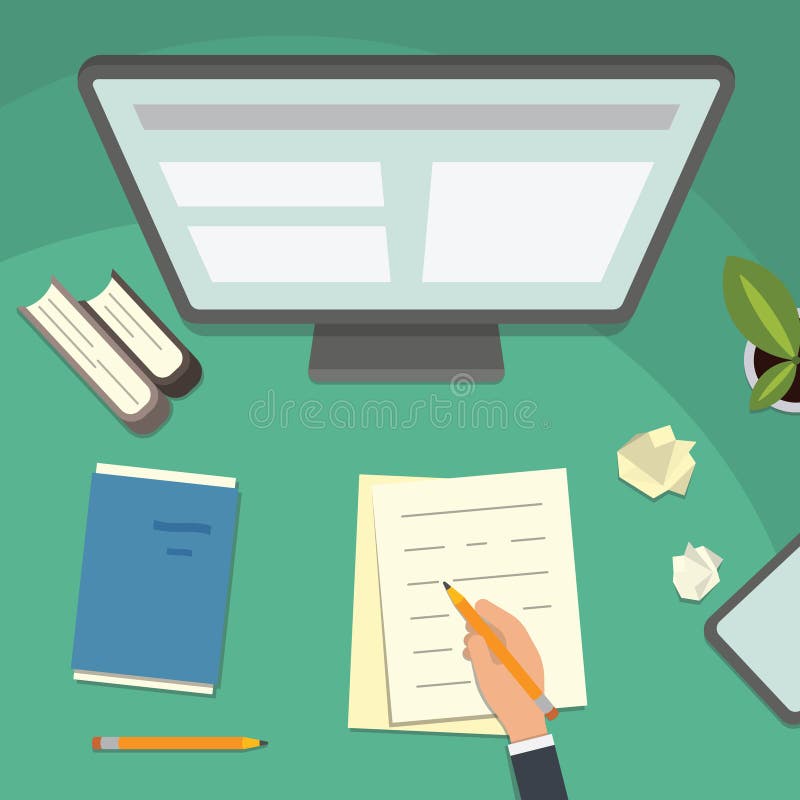 Study Table and Work Desktop Vector Illustration. School Lesson ...