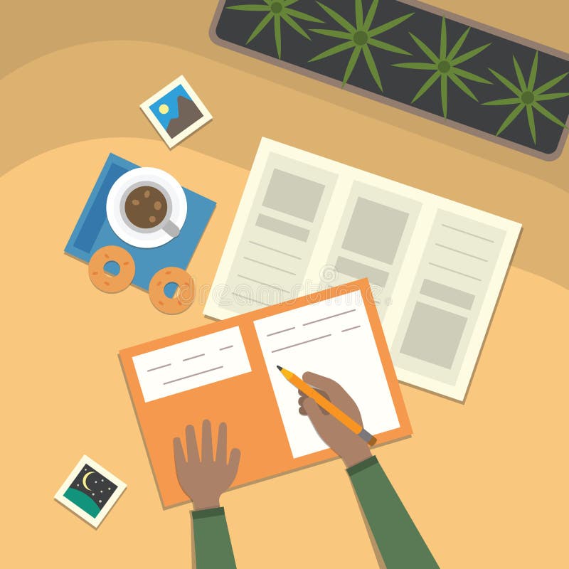 Study Table and Work Desktop Vector Illustration Set. School Lesson ...