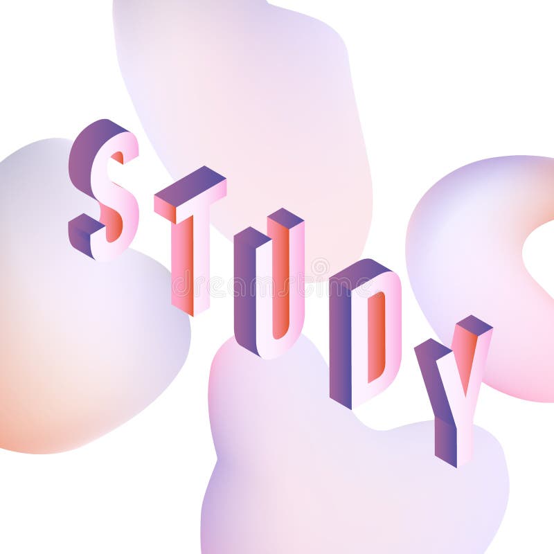 Study Text Design - Isometric Letters on Pastel Gradient Abstract ...