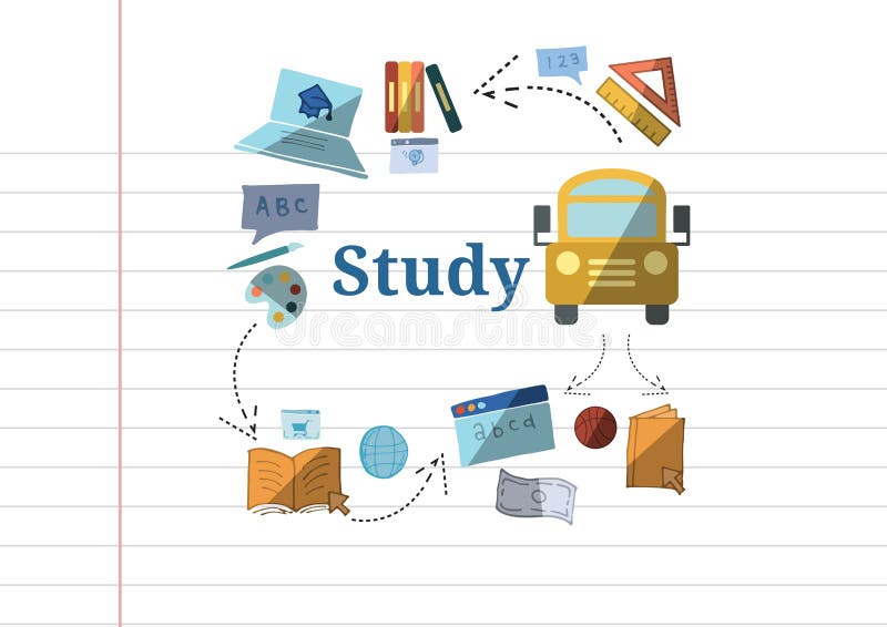 Study Text with Education Drawings Graphics Stock Illustration ...
