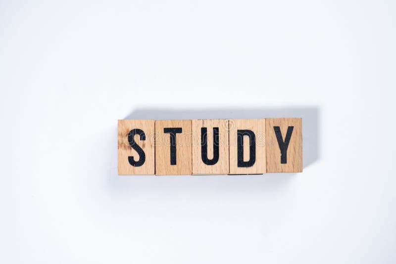 STUDY Cube Blocks on White Background. Wooden Blocks with the Word ...