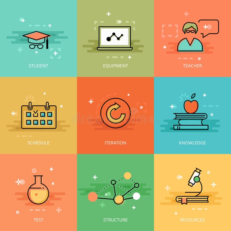 Study theme in flat line stock illustration. Illustration of research ...