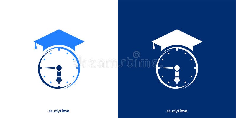 Simple Study Time Logo. Graduation Cap and Time Clock Graphic Icons ...