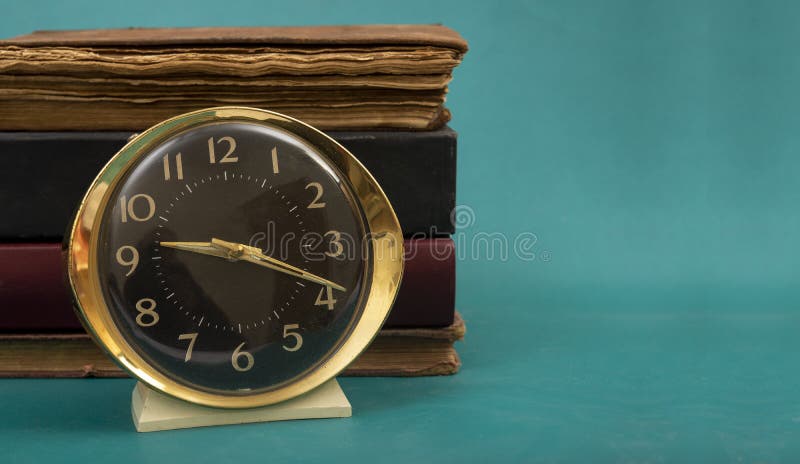It is Study Time Shown on Banner with Clock and Books Stock Image ...