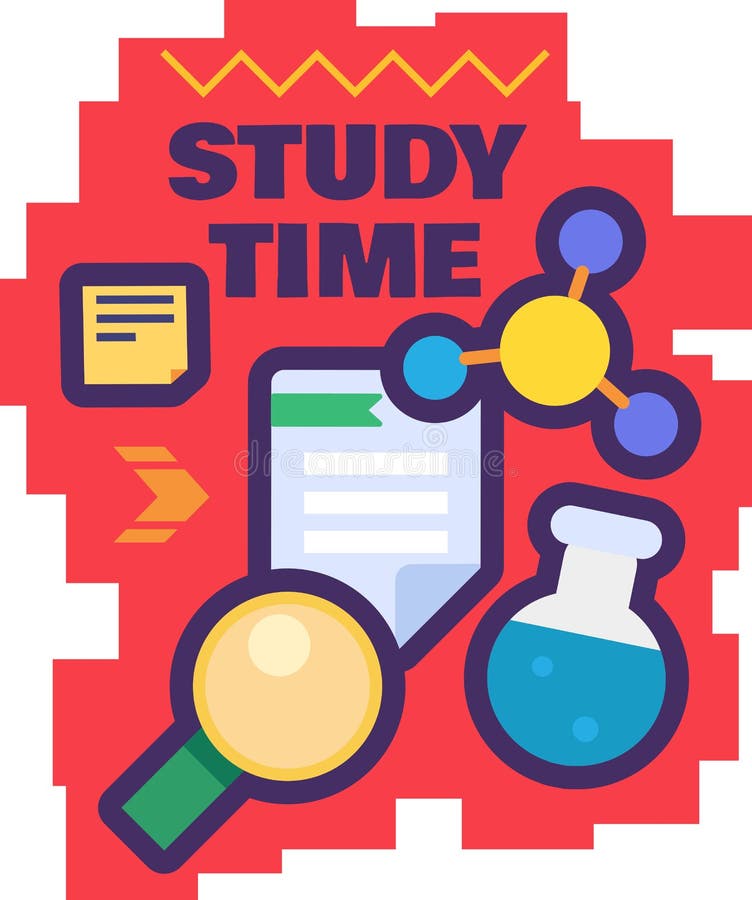 Study Time Sticker for Back To School Concept Stock Vector ...