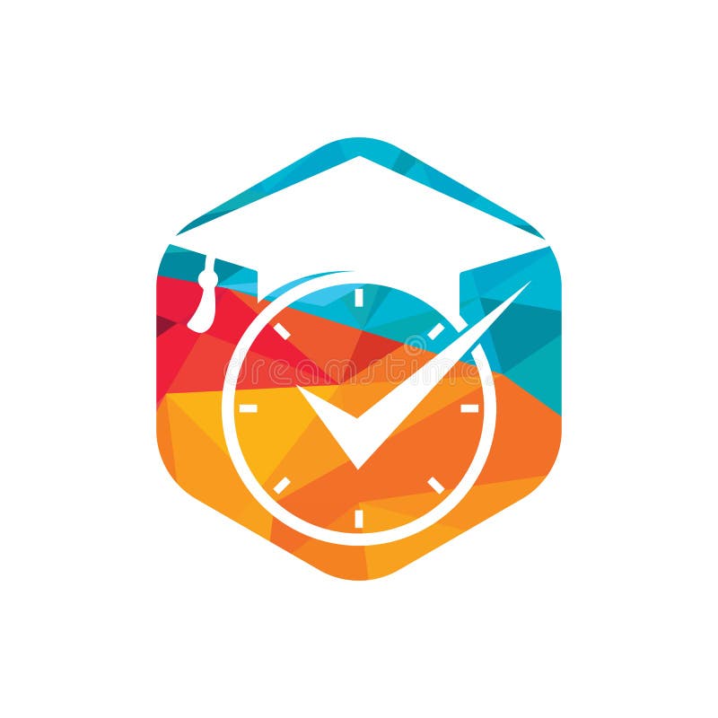 Study Time Vector Logo Design. Graduation Hat with Clock and Check Icon ...