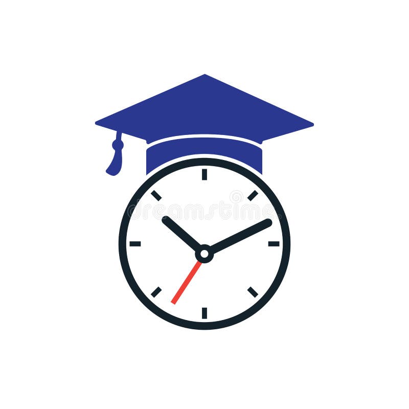 Study Time Vector Logo Design. Graduation Hat with Clock Icon Design ...