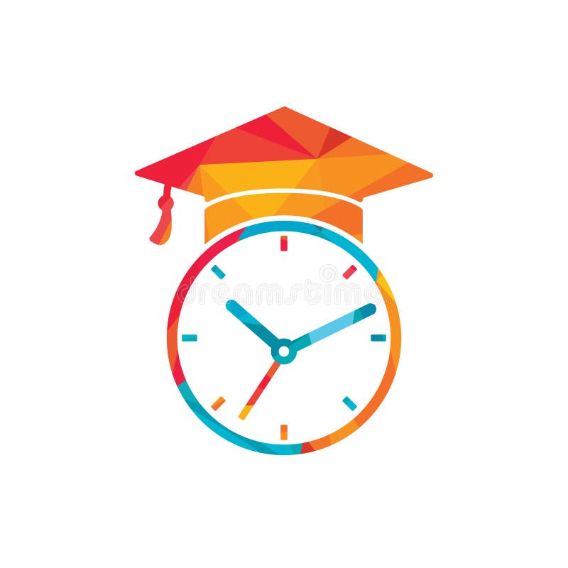 Study Time Vector Logo Design. Graduation Hat with Clock Icon Design ...