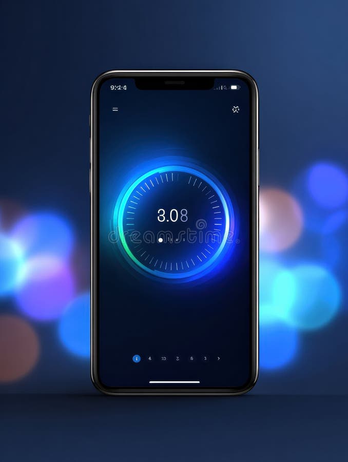 Study Timer App Interface Displayed on Smartphone with Glowing ...