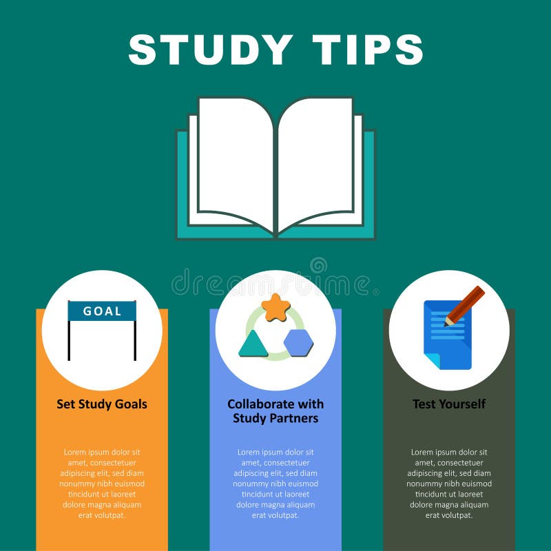 Study Tips Set stock illustration. Illustration of label - 177279227