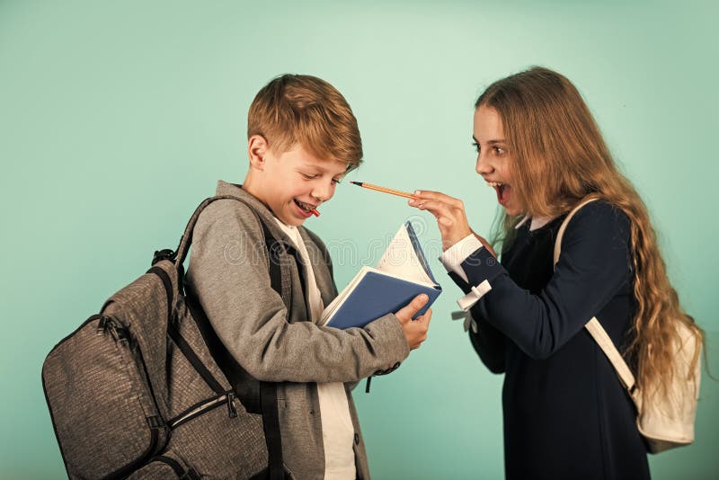 Ready for Lessons. Secondary School Student. Cute Smiling Small Child ...
