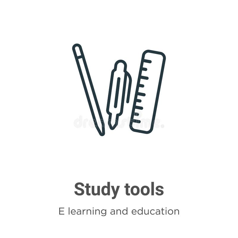 Study Tools Outline Vector Icon. Thin Line Black Study Tools Icon, Flat ...