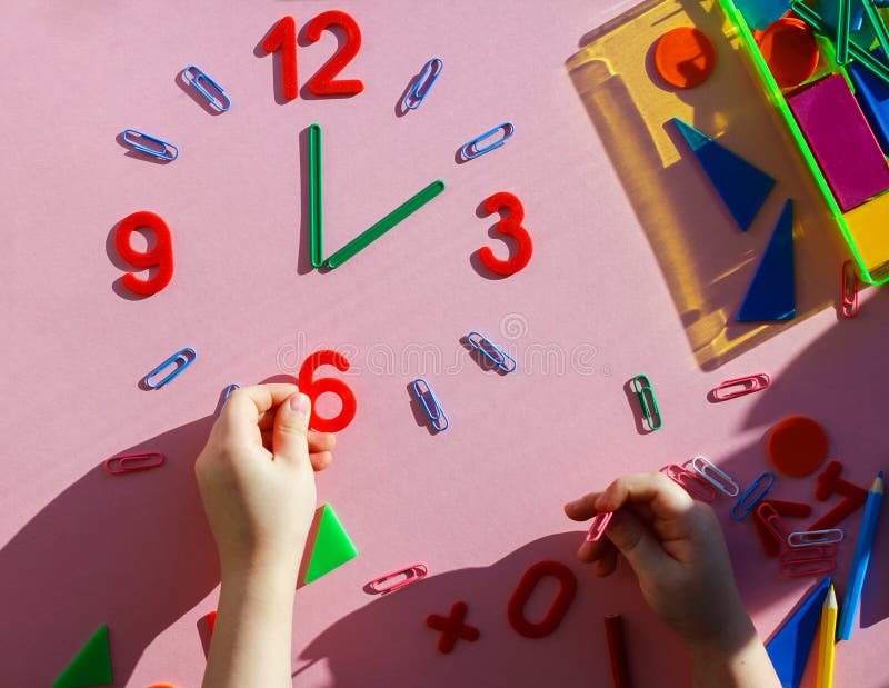 Study the Topic of Hours with Children. the Watch is Made of Numbers ...