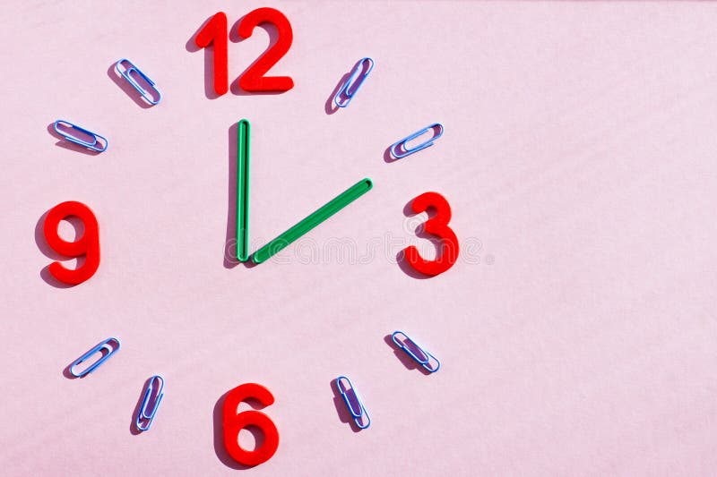 Study the Topic of Hours with Children. the Watch is Made of Numbers ...