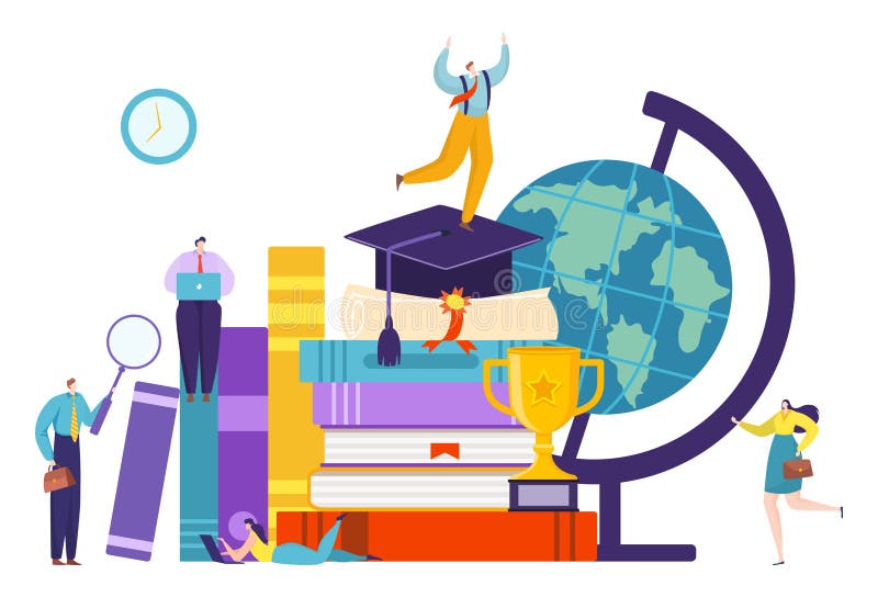 Study in University, Education Book Concept Vector Illustration. Flat ...