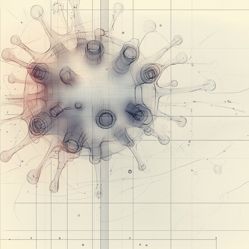 Study of the Virus Under the Microscope, Life Forms. Drawing Stock ...