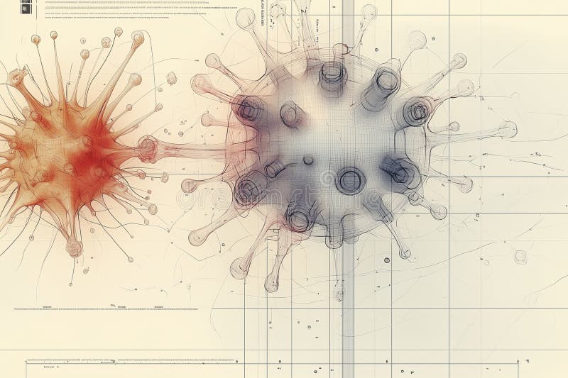 Study of the Virus Under the Microscope, Life Forms. Drawing Stock ...